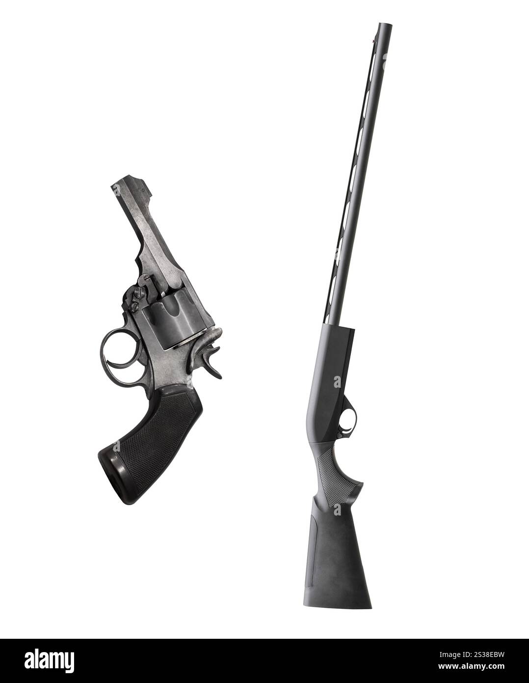 revolver and rifle isolated on white background. revolver and rifle ...