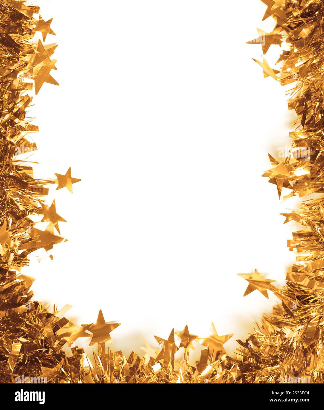 Christmas Gold Tinsel as a border isolated on white. Christmas Gold ...