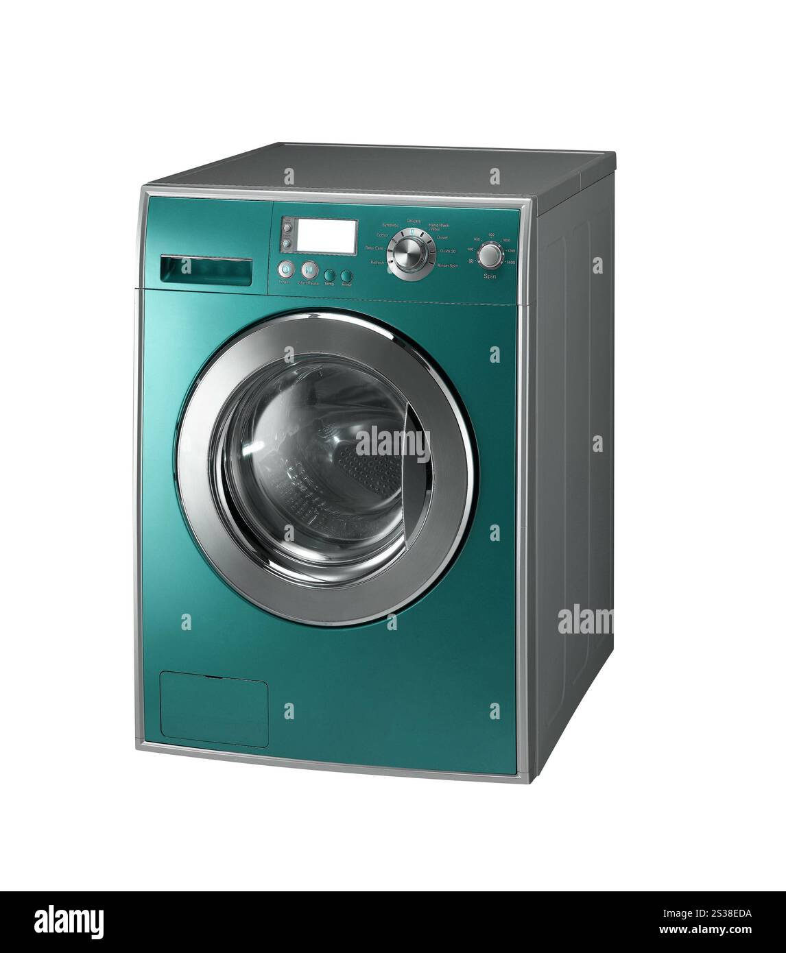 Green Isolated washing machine on a white background. Green Isolated ...