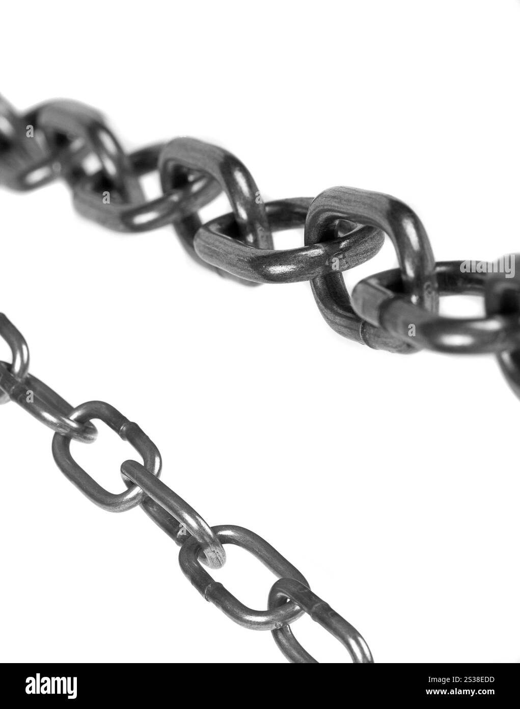 Metal chain parts isolated on white background. Metal chain parts Stock ...