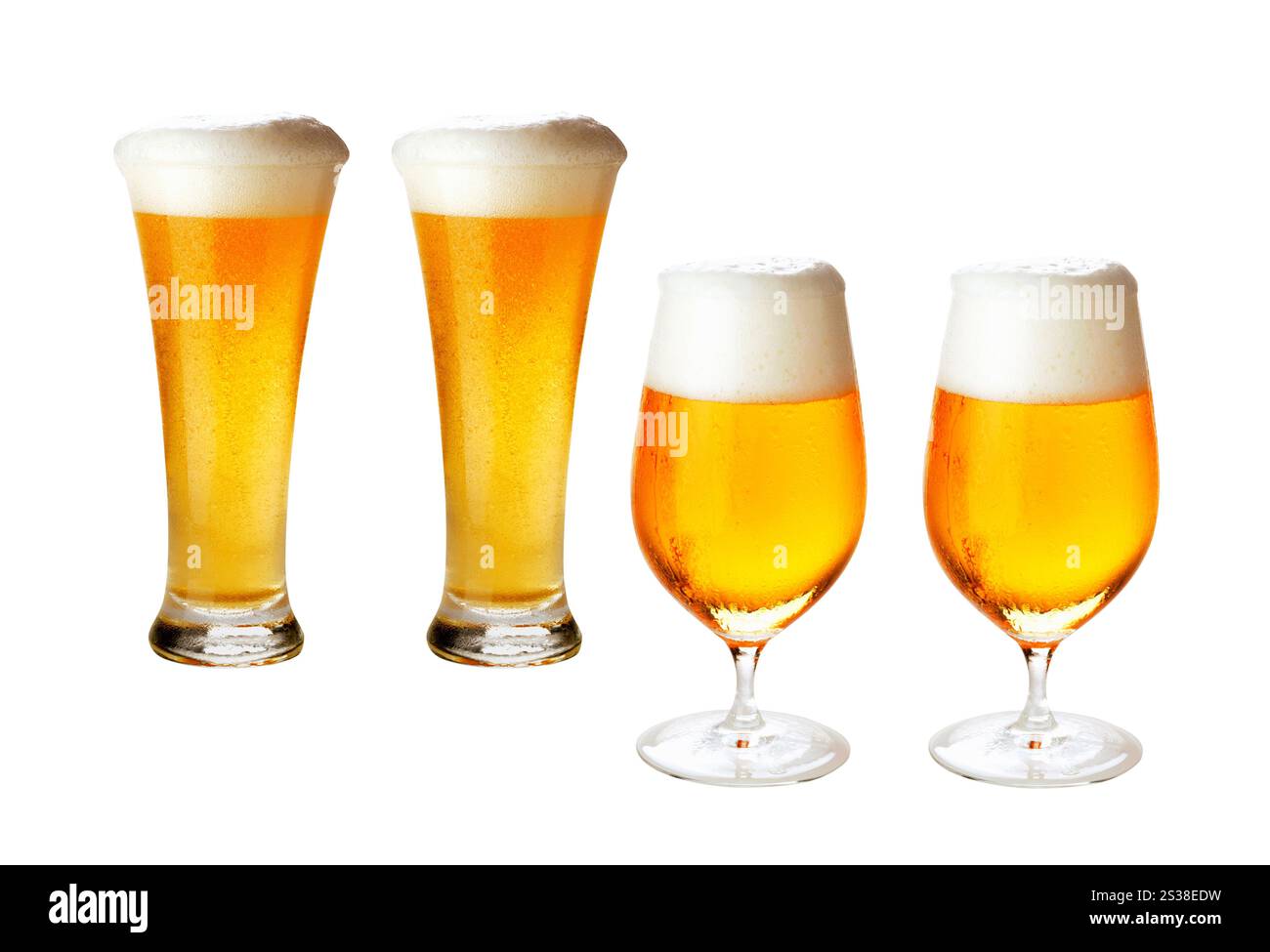 Different glasses of cold lager beer isolated- excellent quality ...