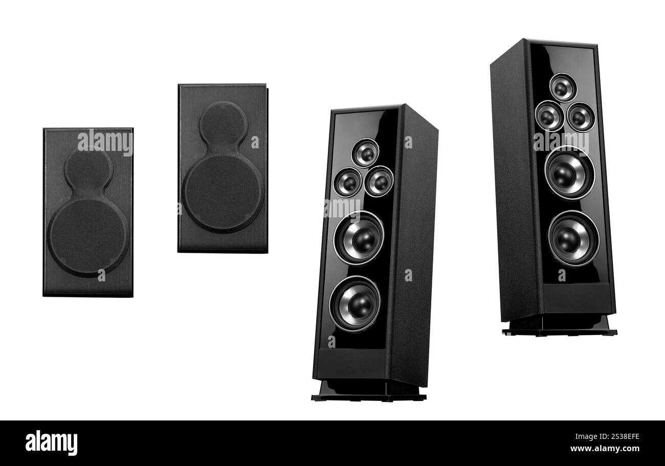 Pair of black loud speakers. black loud speakers Stock Photo - Alamy