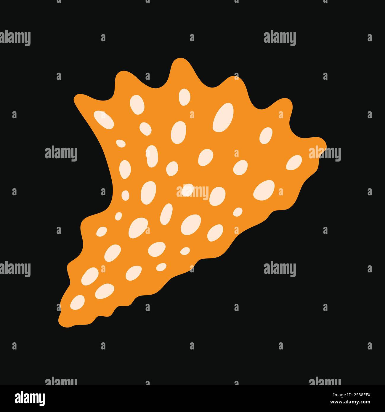 Elegant golden yellow seashell with white spots vector illustration ...