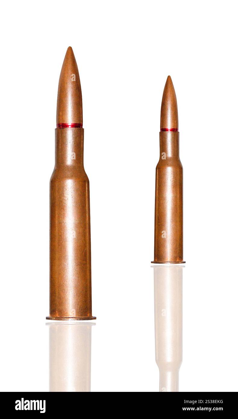 Two rifle bullets isolated on white background. Two rifle bullets Stock ...