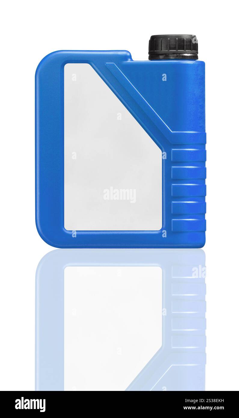 Blue plastic jerry can isolated on a white background. Blue plastic ...