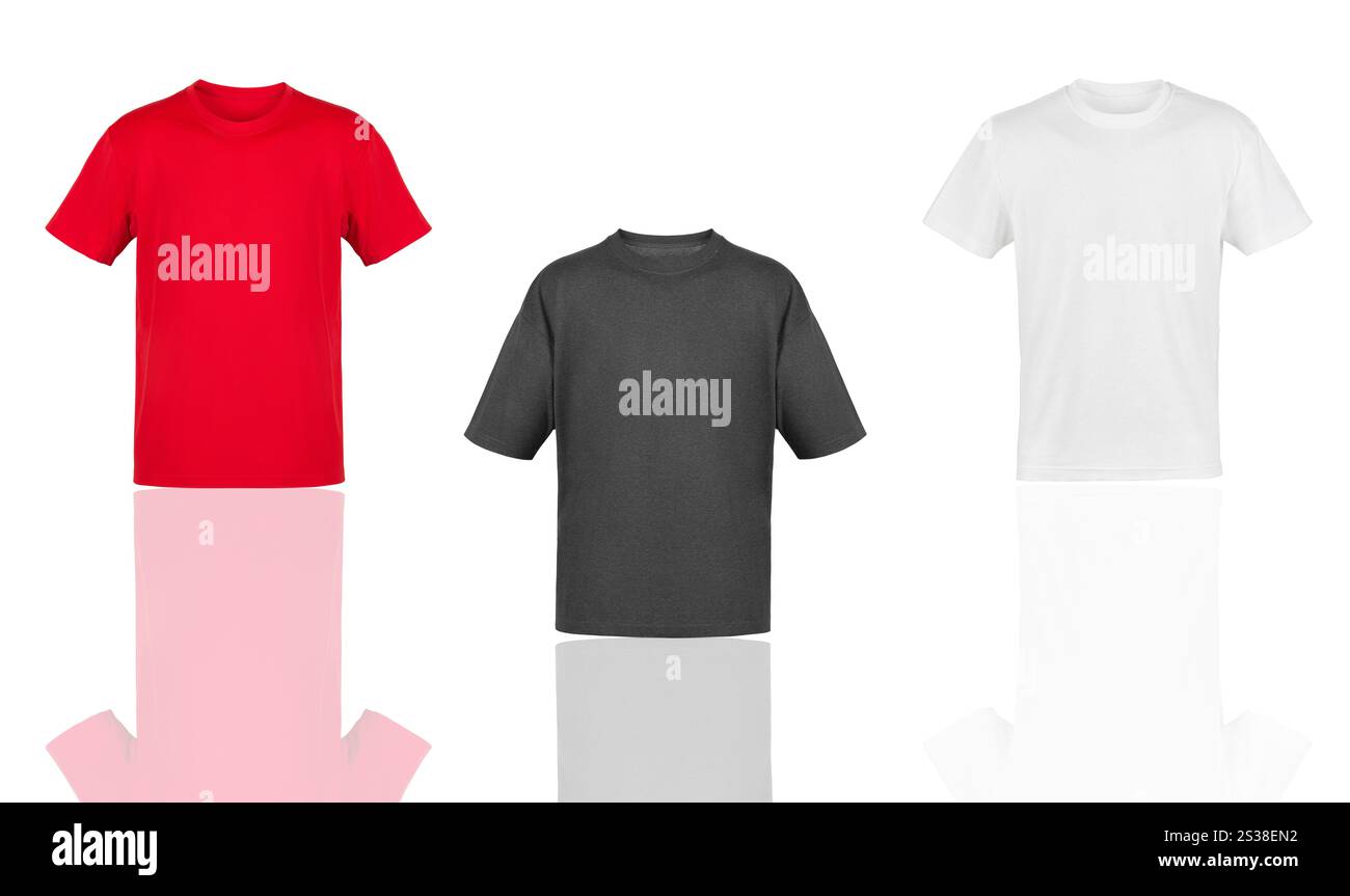 collection of t shirts on white background. collection of t shirts ...