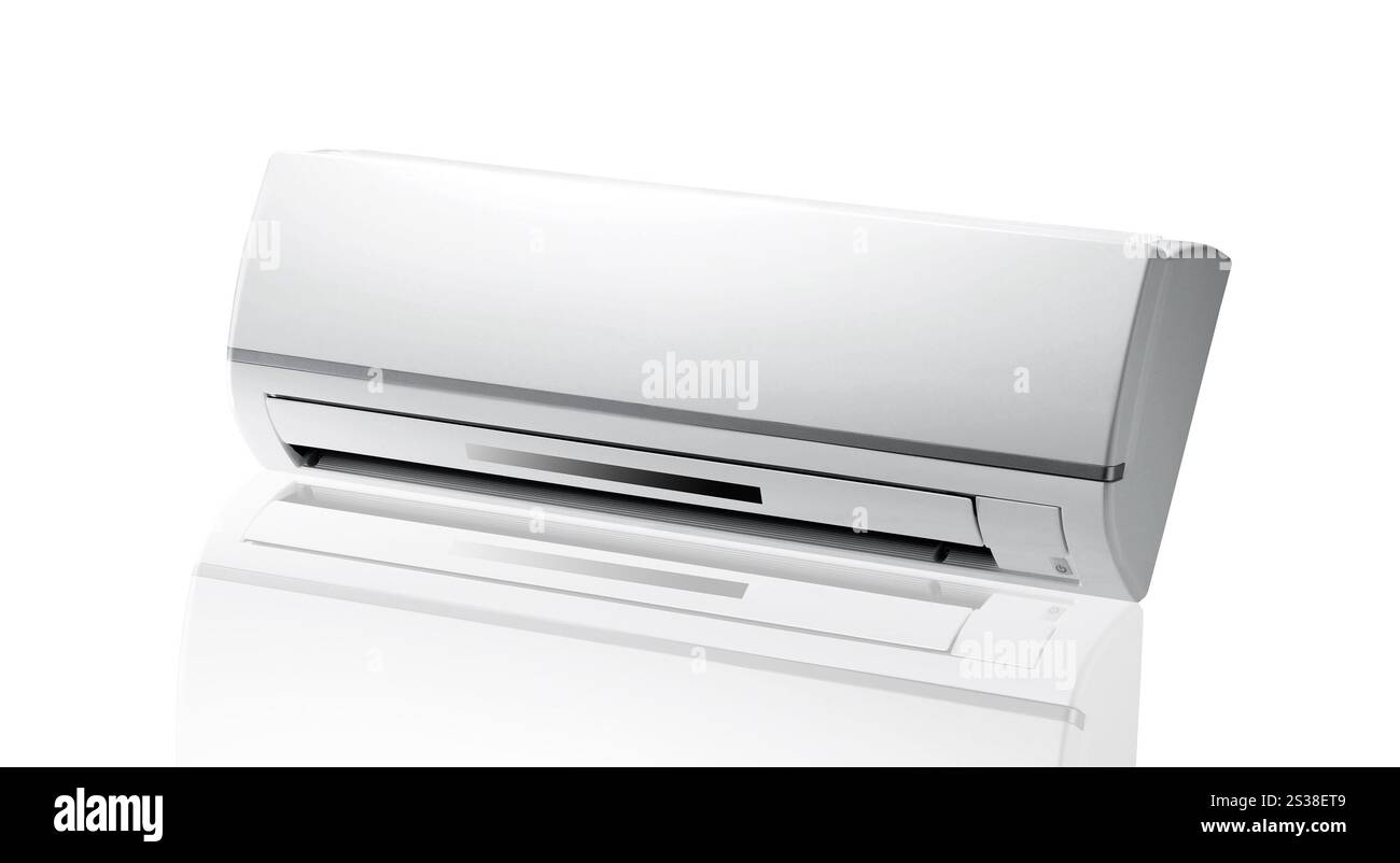 White color air conditioner machine isolated. White color air ...