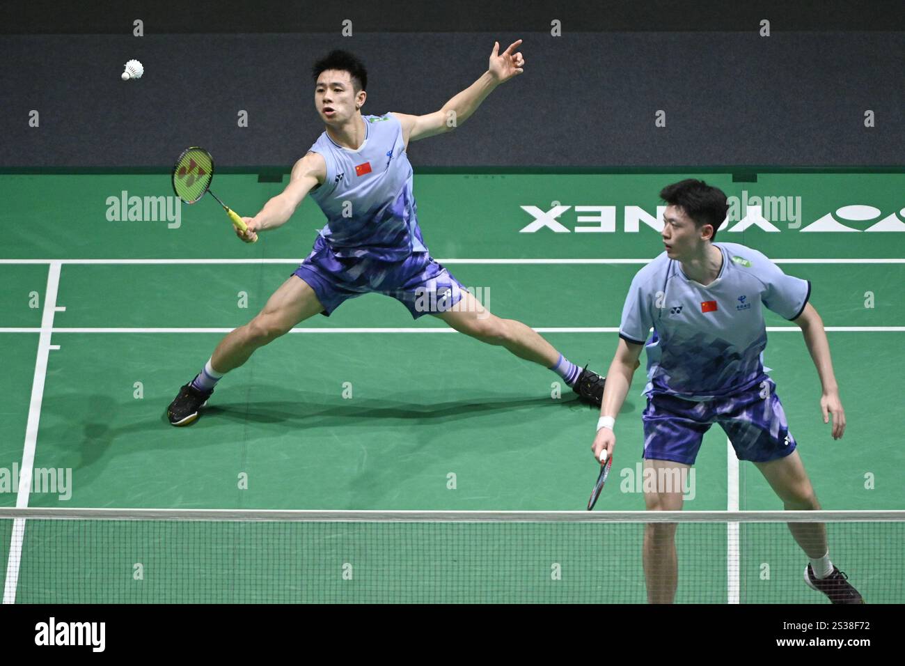 Kuala Lumpur, Malaysia. 9th Jan, 2025. Chen Boyang/Liu Yi (L) of China compete during the men's ...