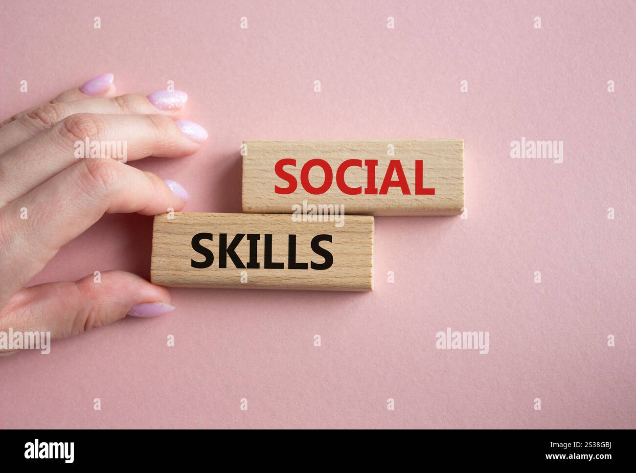 Social skills symbol. Wooden blocks with words Social skills Beautiful ...