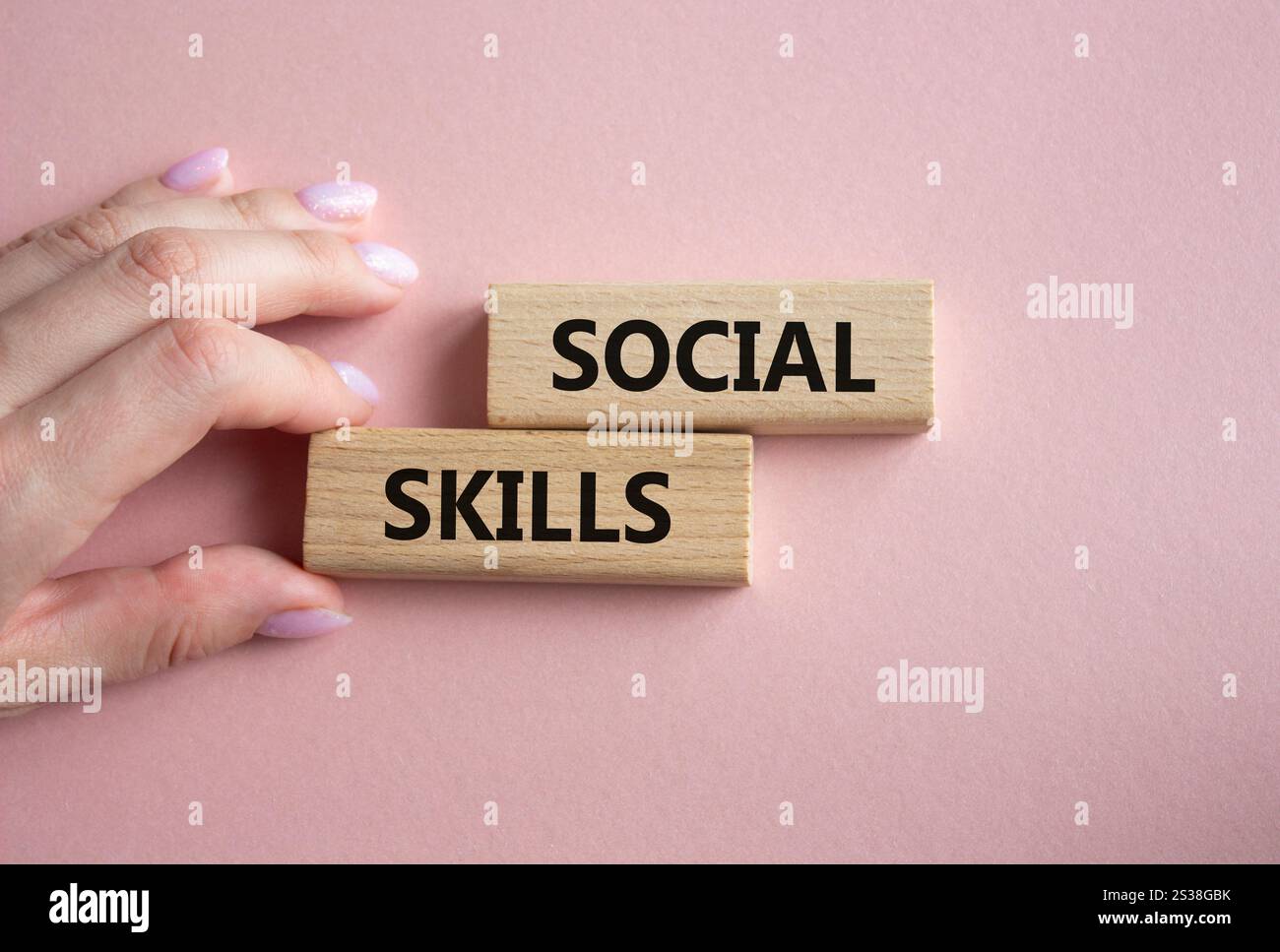 Social skills symbol. Wooden blocks with words Social skills Beautiful ...