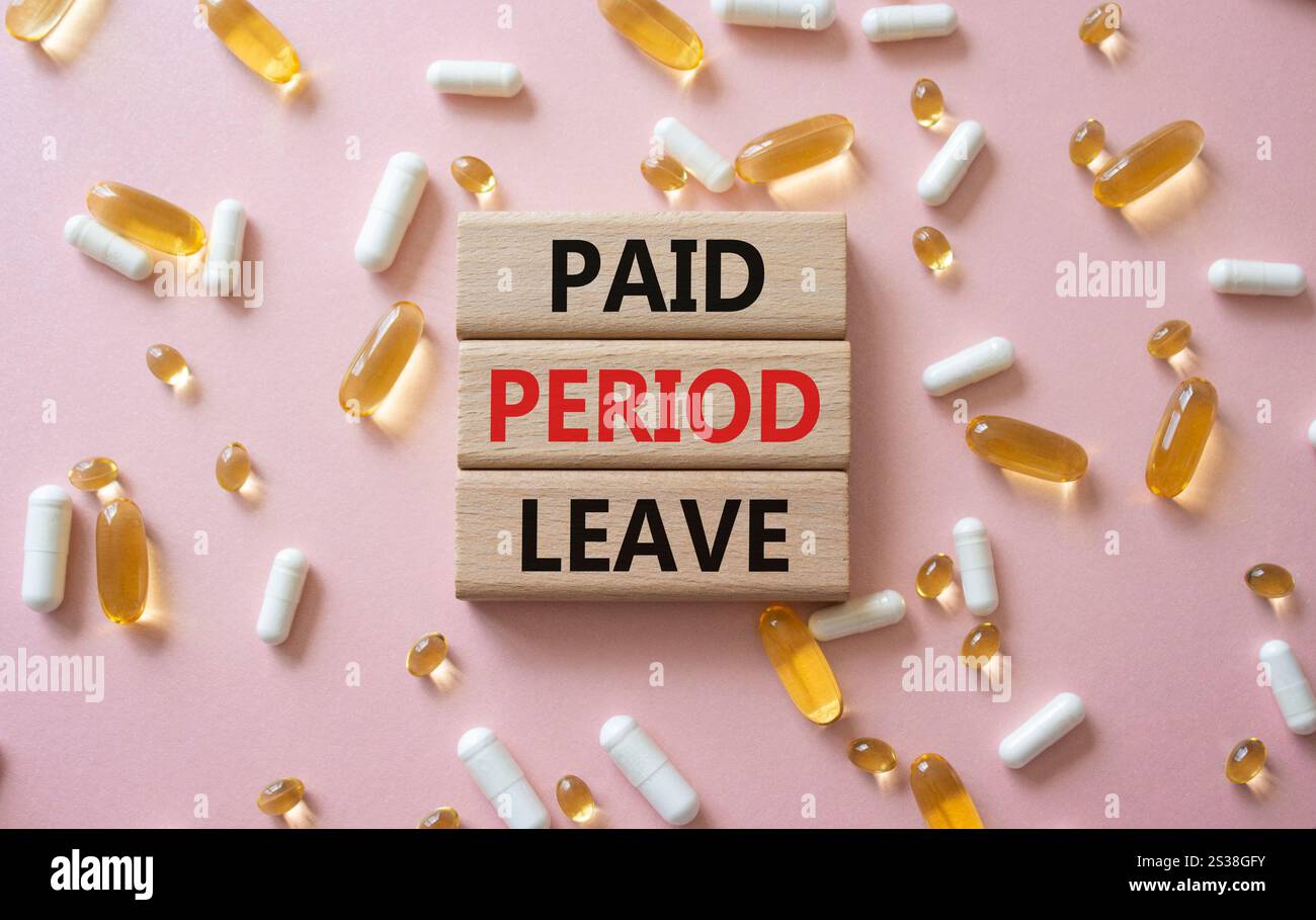 Paid Period Leave symbol. Concept words Paid Period Leave on wooden ...