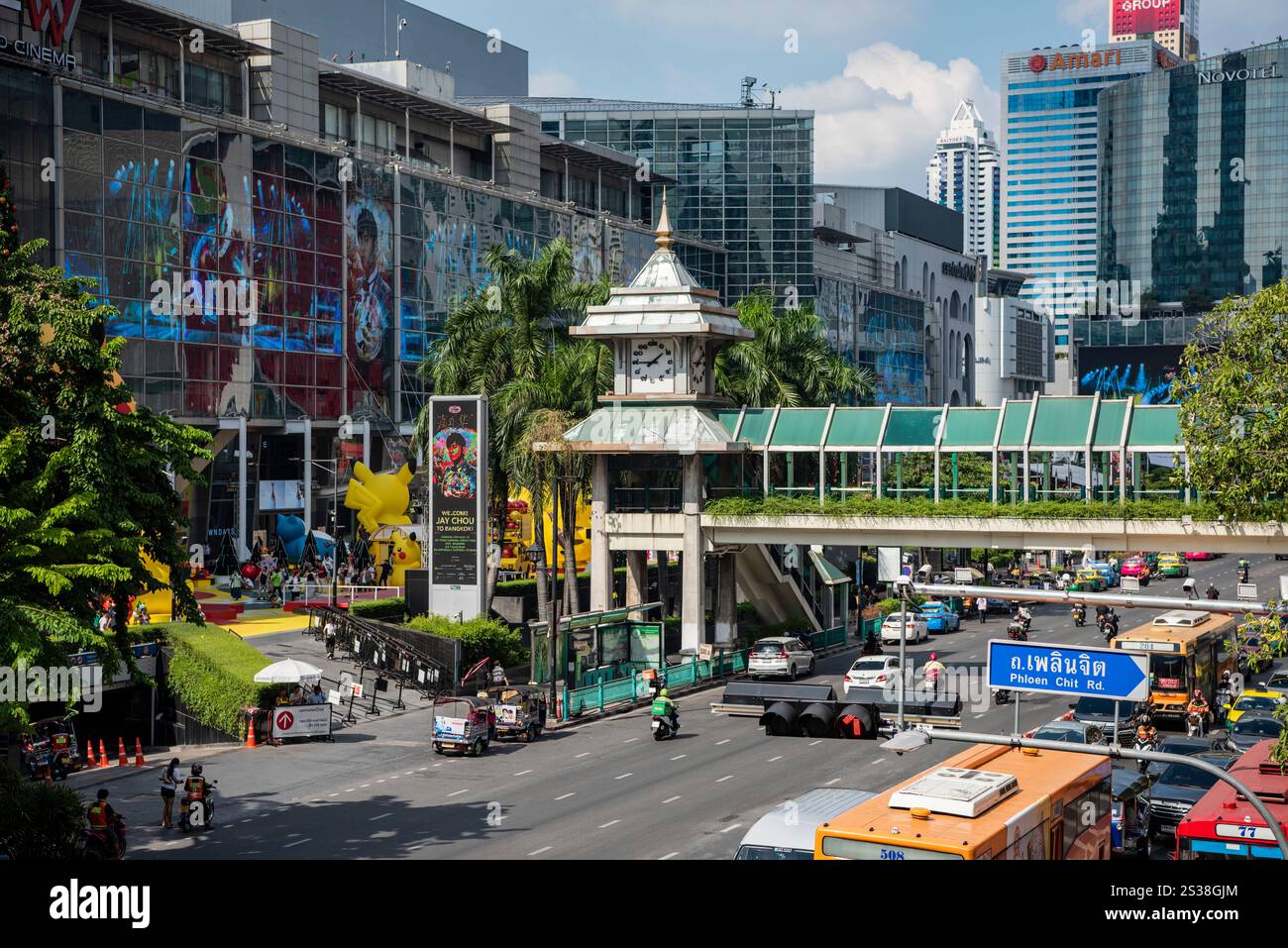 the clock Tower at Central World Plaza Mall in the city of Bangkok in ...