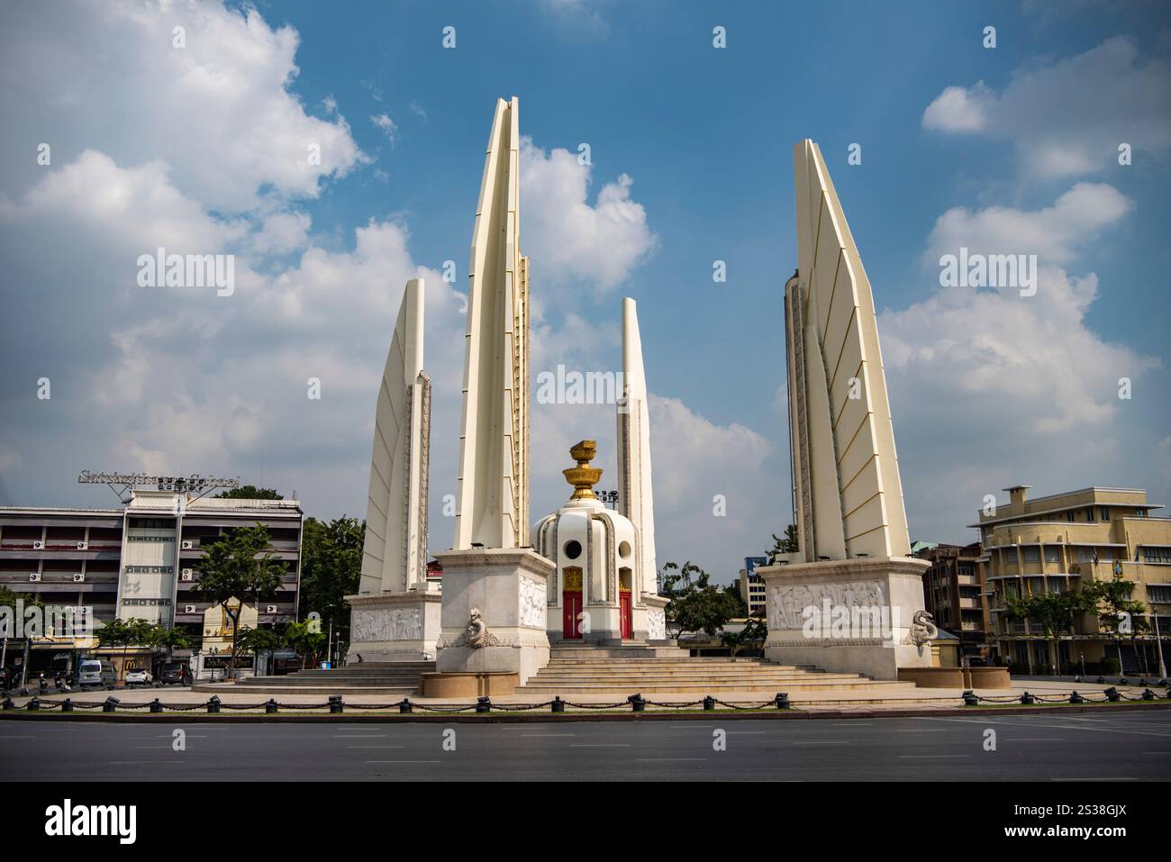 the Democracy Monument in banglamphu in the city of Bangkok in Thailand ...