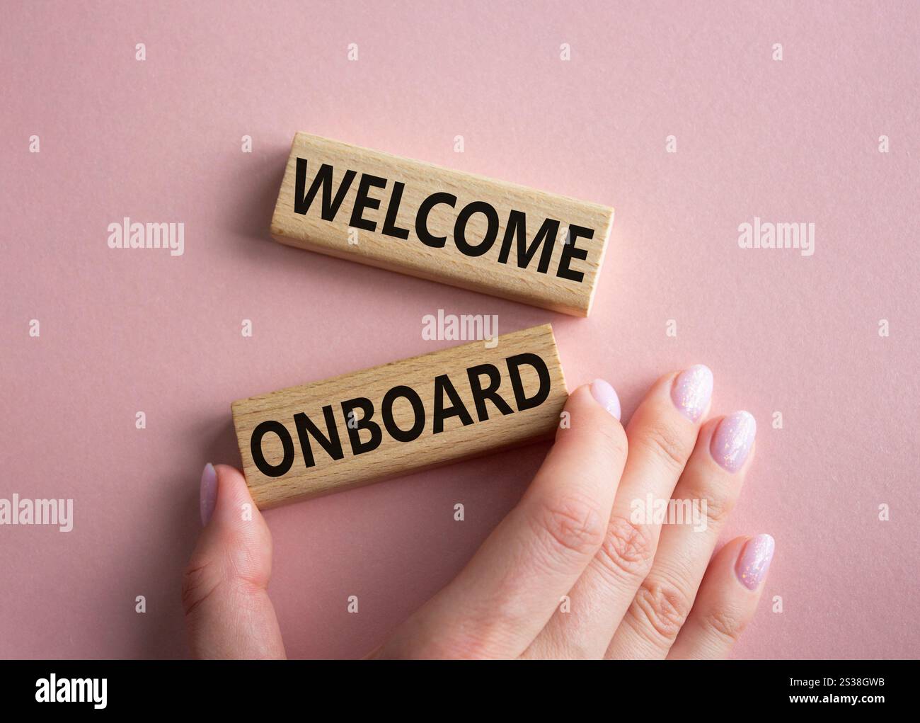 Welcome onboard symbol. Concept words Welcome onboard on wooden blocks ...