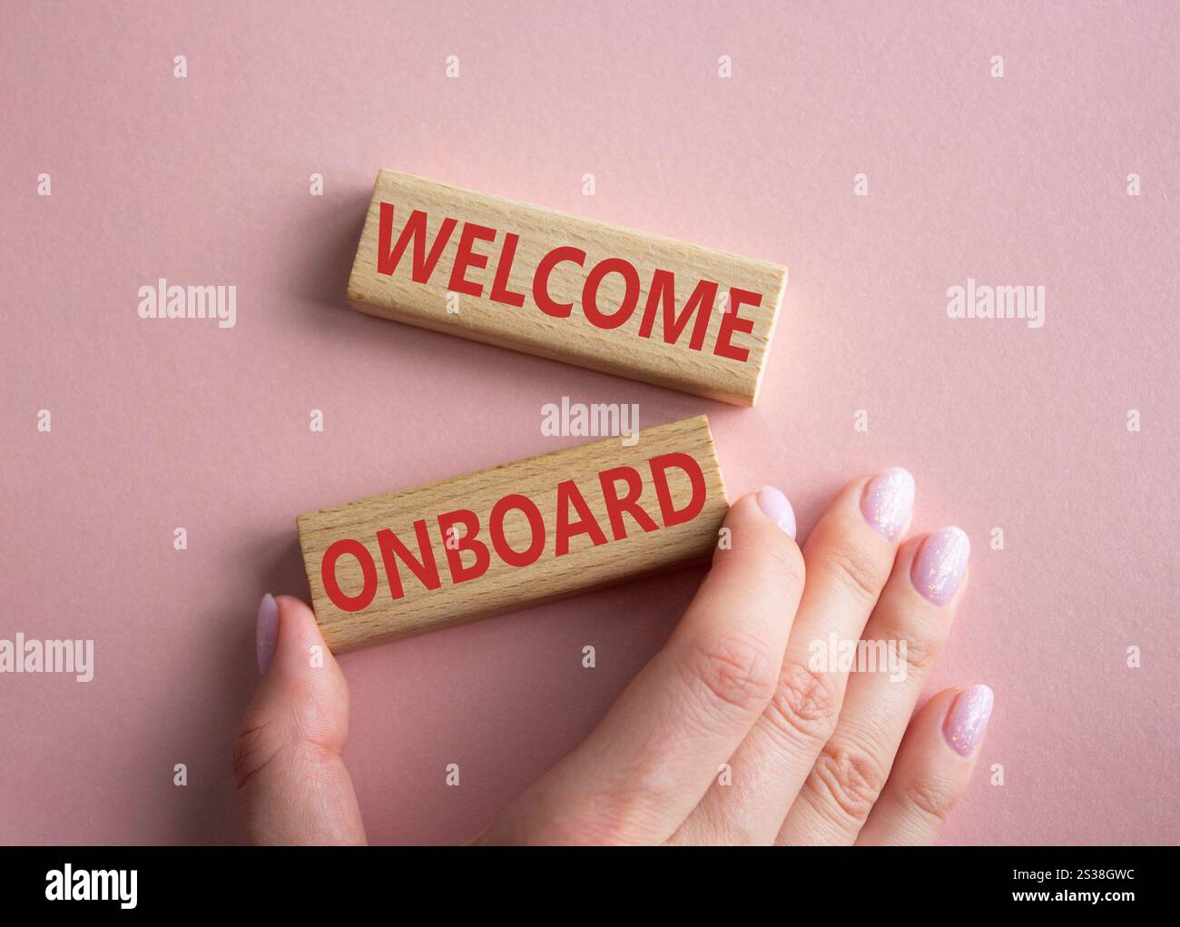 Welcome onboard symbol. Concept words Welcome onboard on wooden blocks ...
