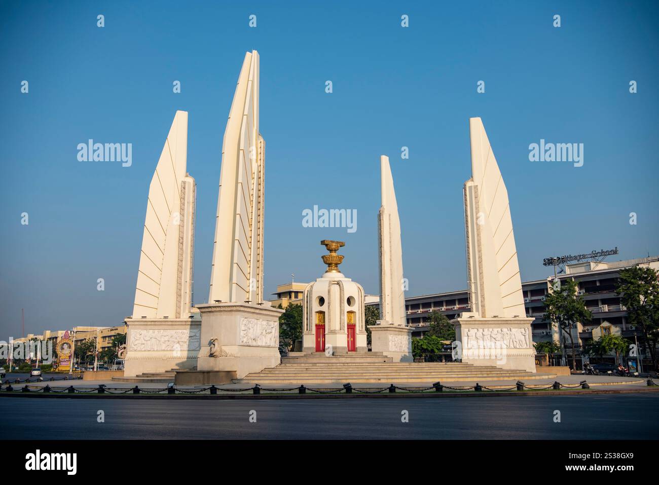 the Democracy Monument in banglamphu in the city of Bangkok in Thailand ...