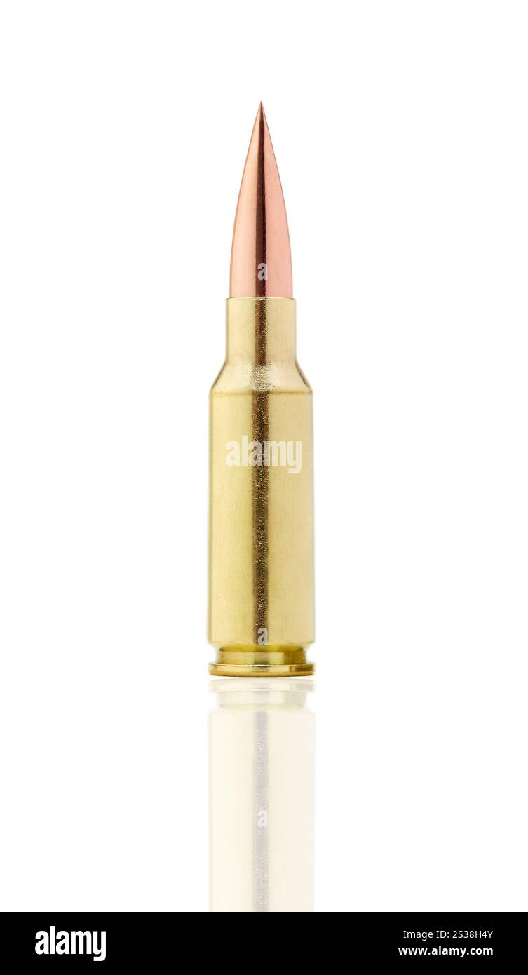 Full metal jacket cartridge from AK47 isolated on white background ...