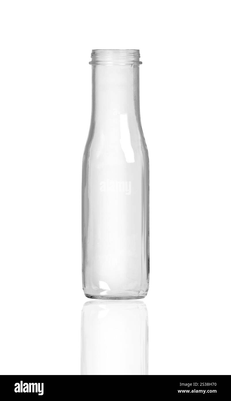 Empty milk glass bottle isolated on white. Empty milk glass bottle ...