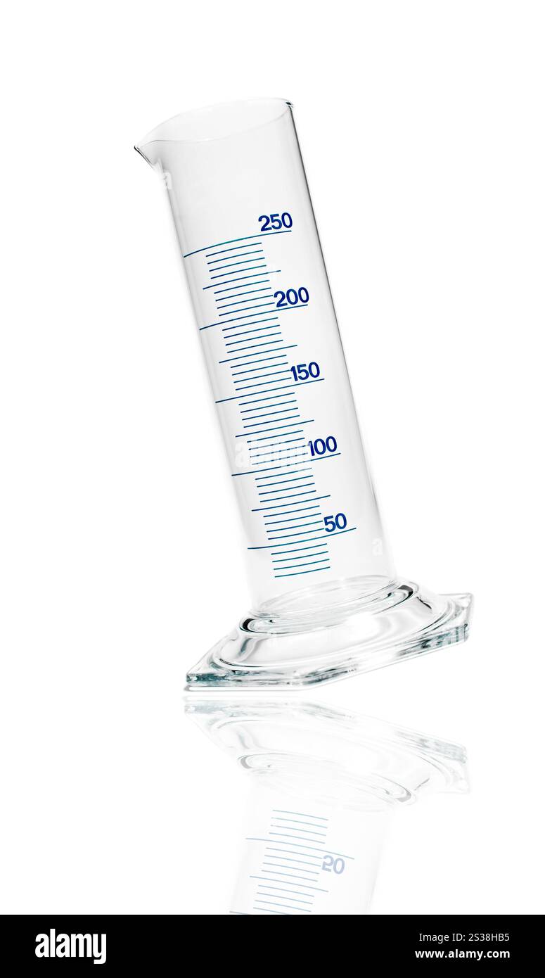 Empty chemical measuring cylinder isolated on white background. Empty ...