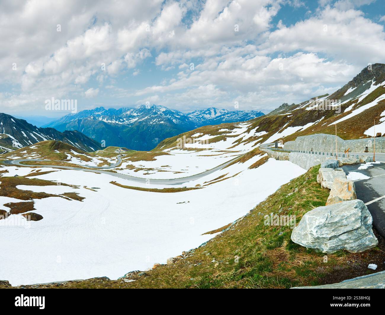Summer (June) Alps mountain panorama (view from Grossglockner High ...