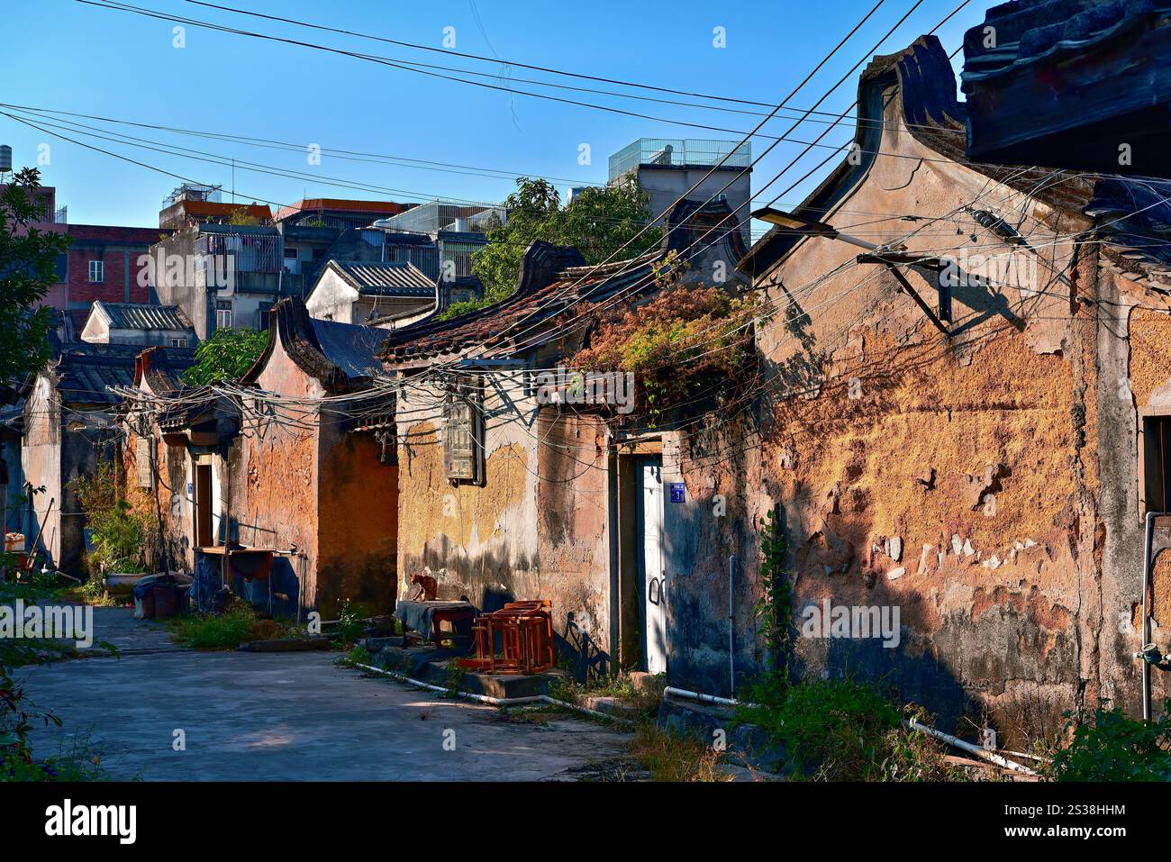 Exterior of village houses in Puning City, Guangdong Province, China ...
