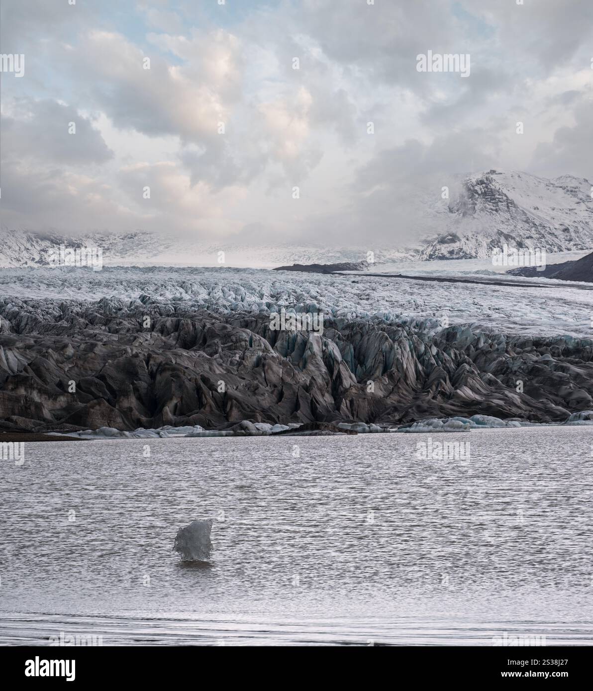 Skaftafellsjokull glacier, Iceland. Glacier tongue slides from the ...