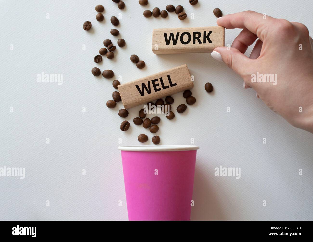 Work Well symbol. Concept word Work Well on wooden blocks. Beautiful ...