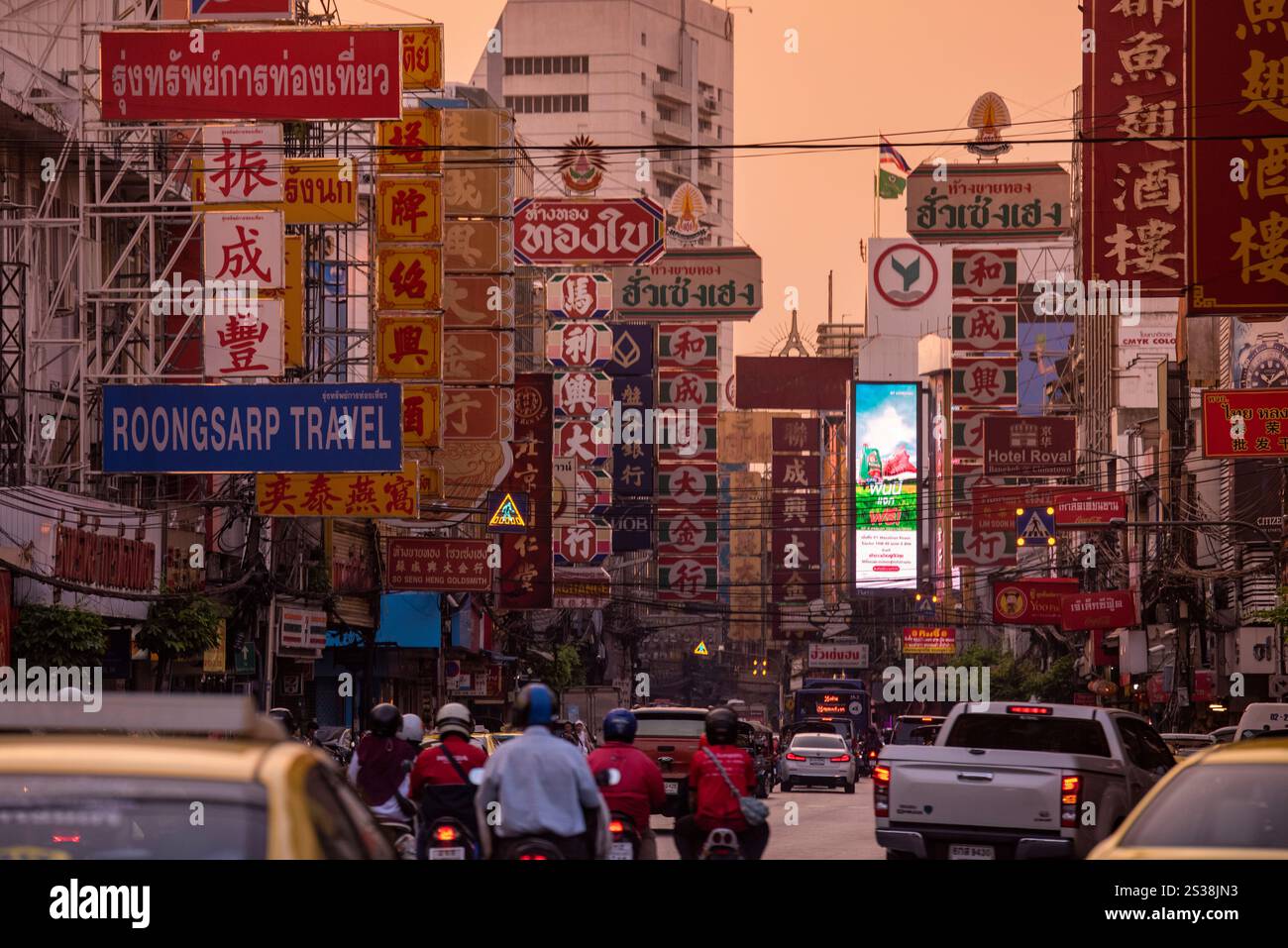 the Yaowarat Road in China Town in the city of Bangkok in Thailand. Thailand, Bangkok, November ...