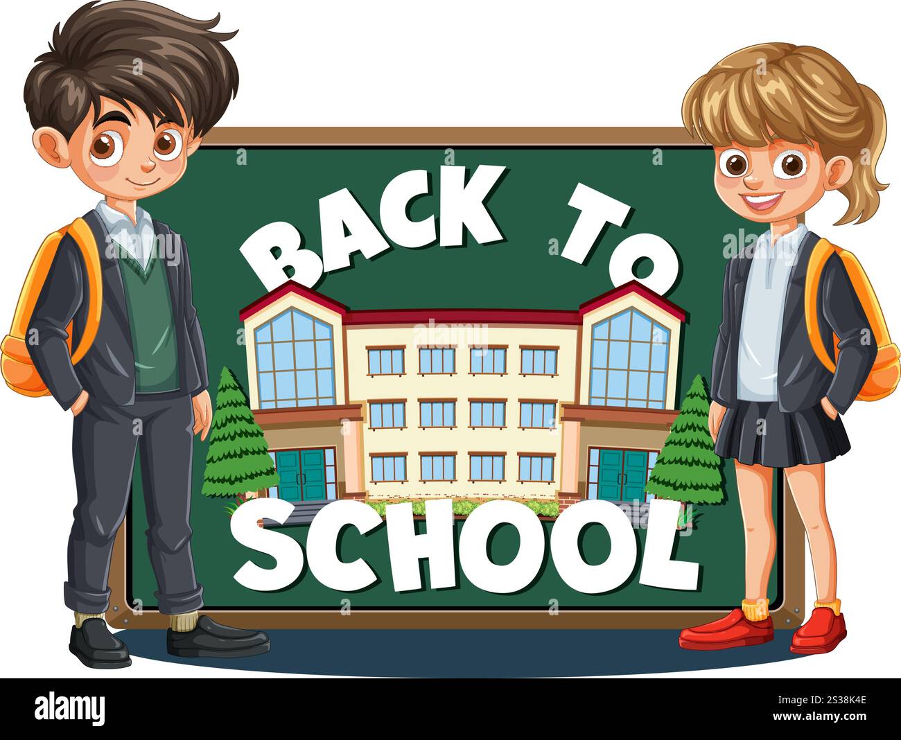 Two kids with backpacks at school Stock Vector Image & Art - Alamy