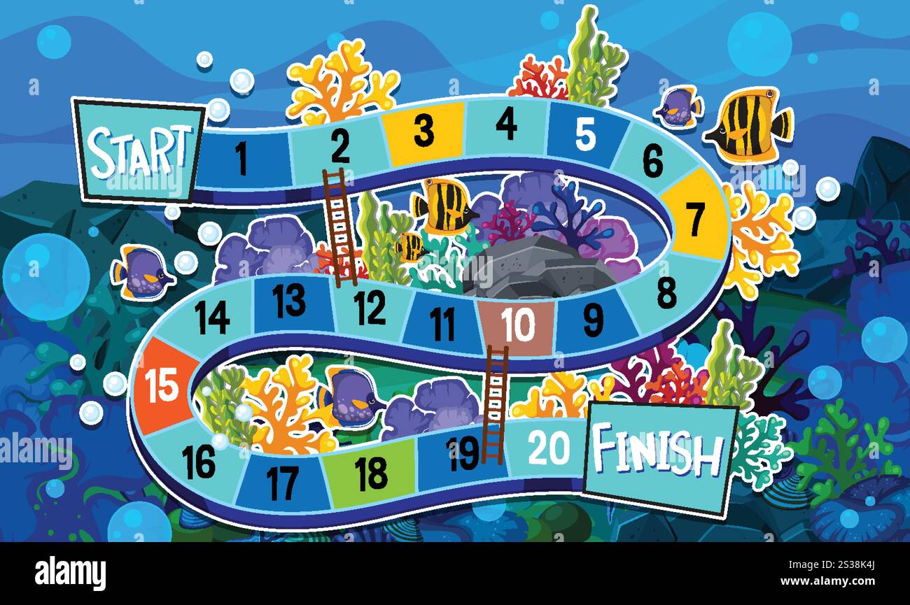 Colorful sea-themed board game with marine creatures Stock Vector Image ...