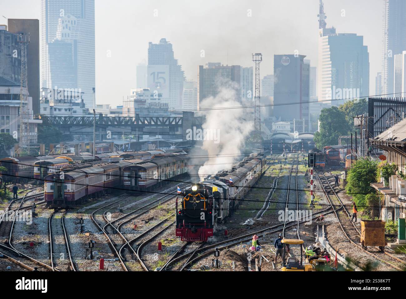a old Steam locomotive on the route from Old Hua Lamphong Railway ...