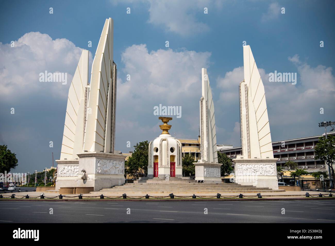 the Democracy Monument in banglamphu in the city of Bangkok in Thailand ...