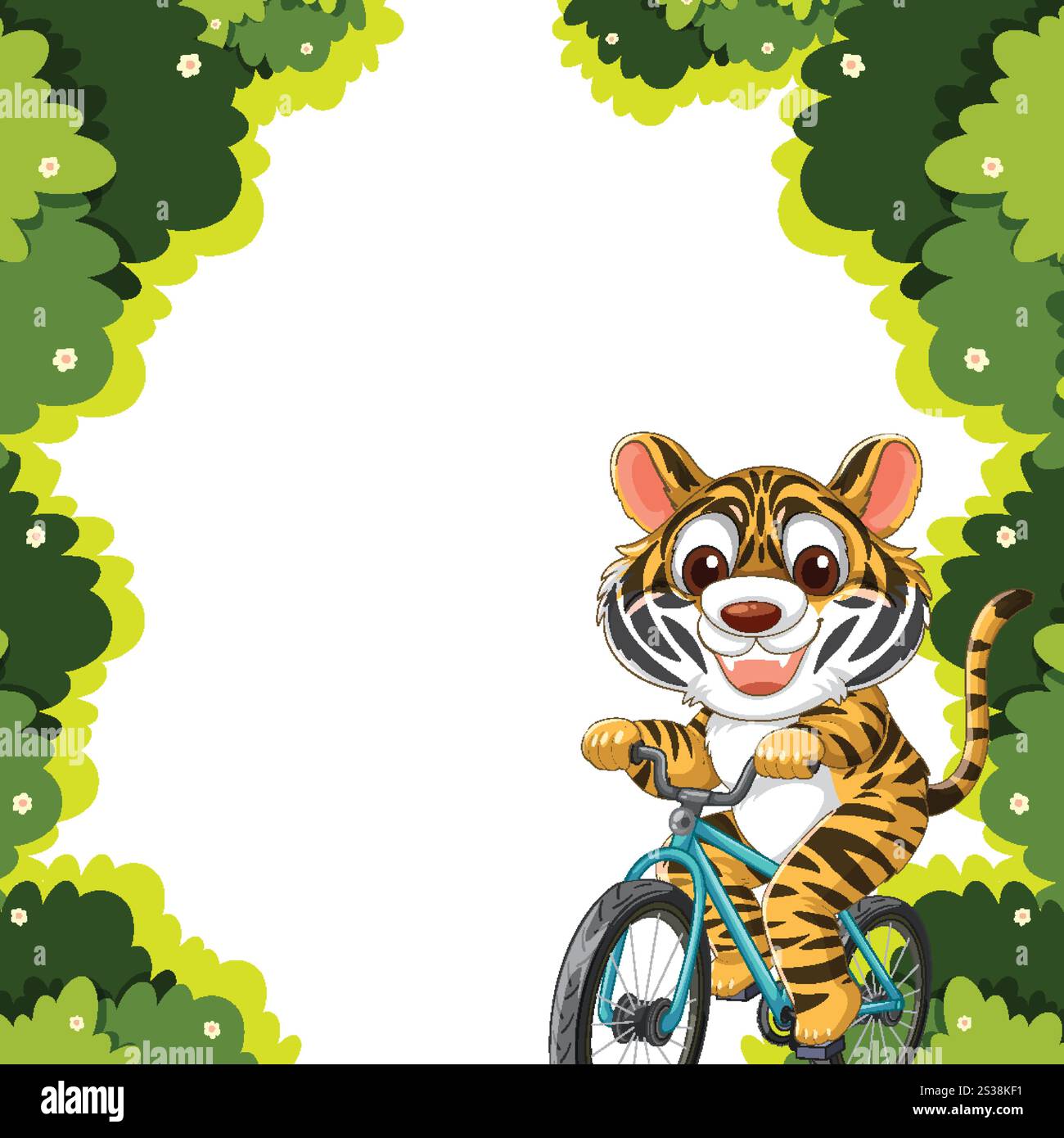 A cheerful tiger cycling through lush greenery Stock Vector Image & Art ...