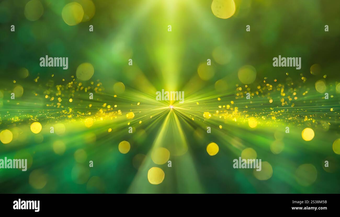 A dynamic composition of vivid green and yellow hues, illuminated by ...