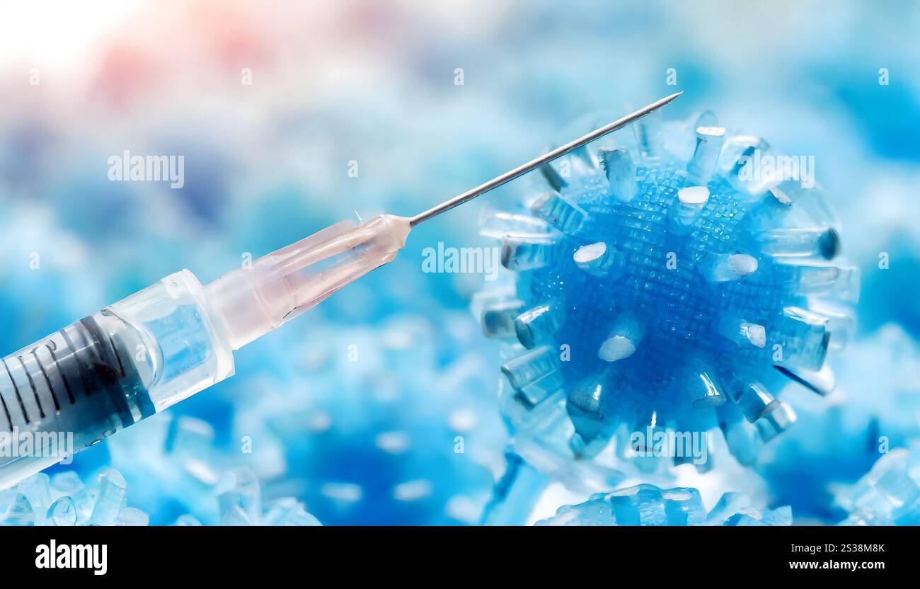 A syringe with a sharp needle attached, commonly used for medical ...