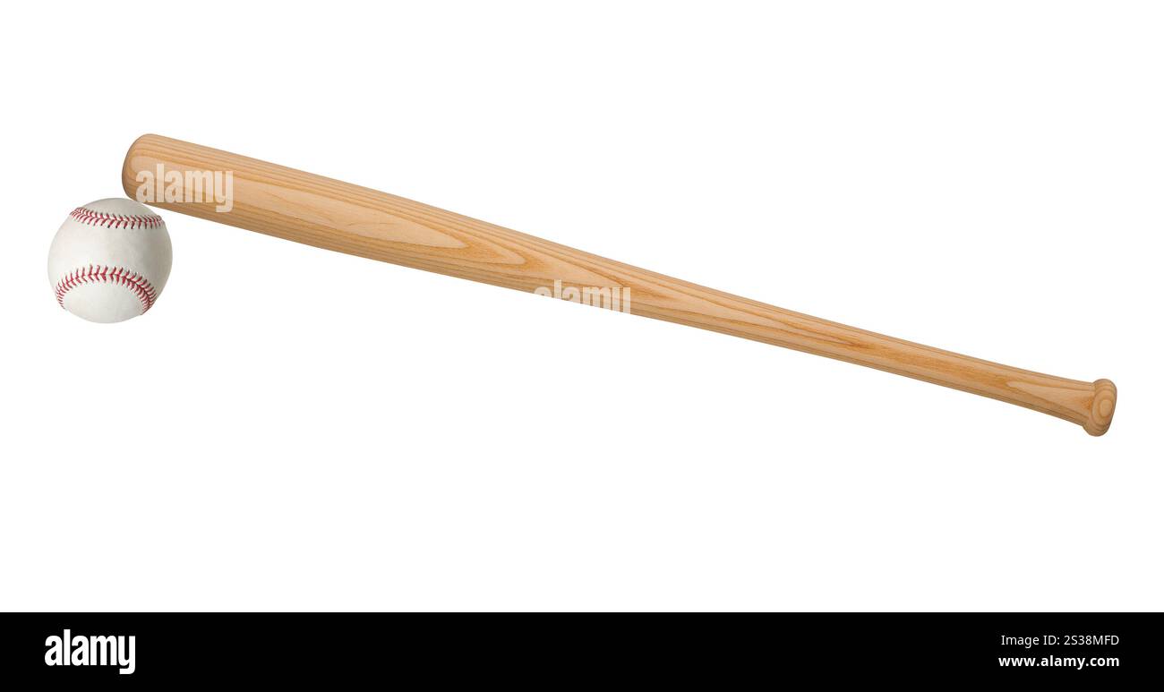 baseball ball and bat isolated on white background. baseball ball and ...