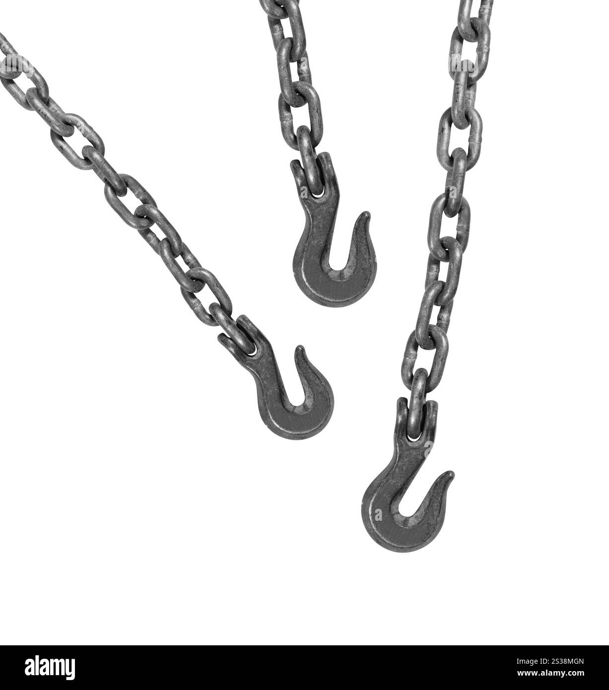 Metal hook hanging on chain isolated on white background. Metal hook ...