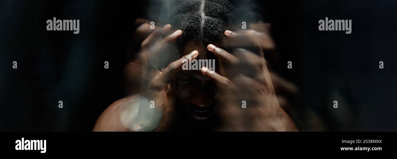 Website header shot through glass with water running down of depressed ...
