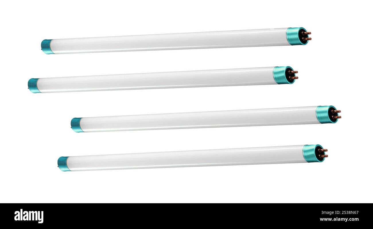 fluorescent tube compact lamps isolated on white background ...