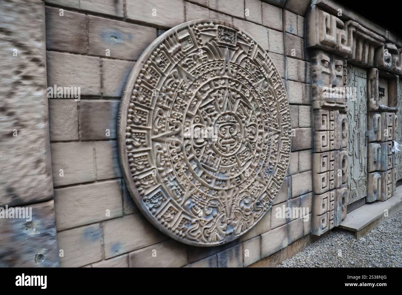 Ancient Mayan Calendar or Aztec calendar with rough relief surface ...