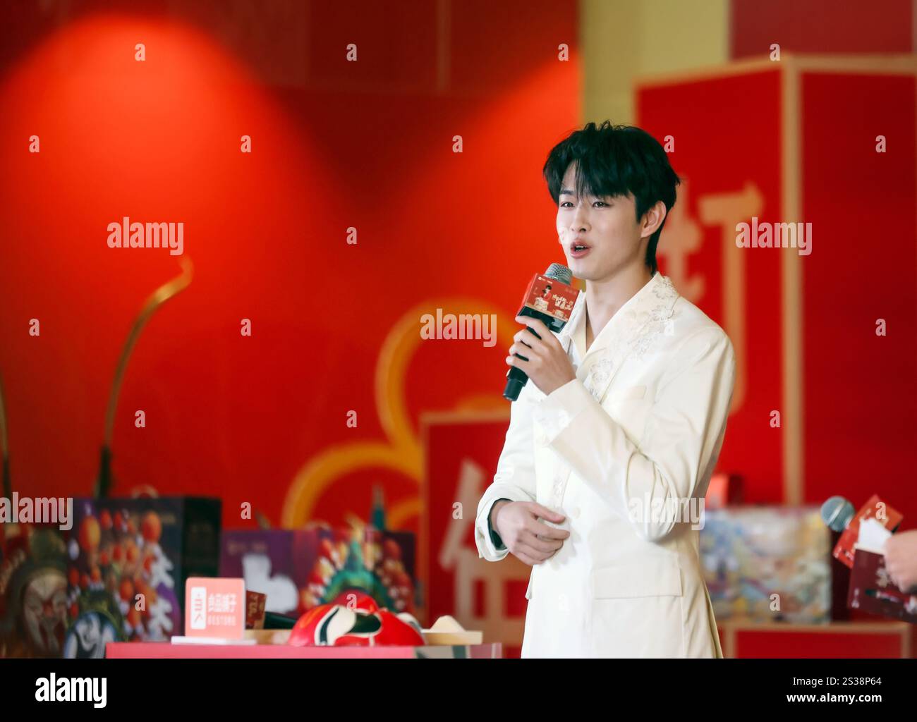 Chinese actor Tian Jiarui attends an activity in Wuhan City, central ...