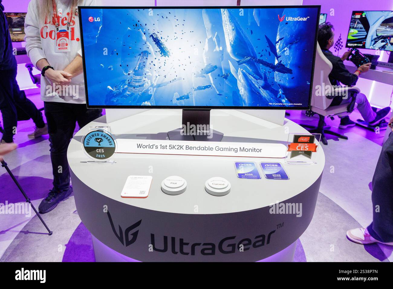 The LG UltraGear Bendable OLED Gaming monitor, by LG, on display at the ...