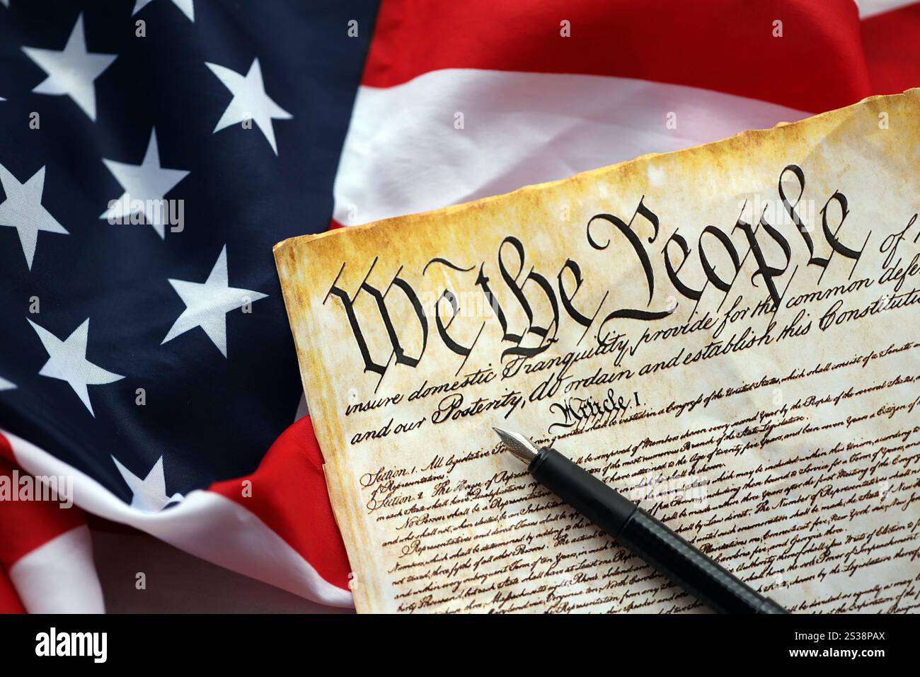 Preamble to the Constitution of the United States and American Flag ...