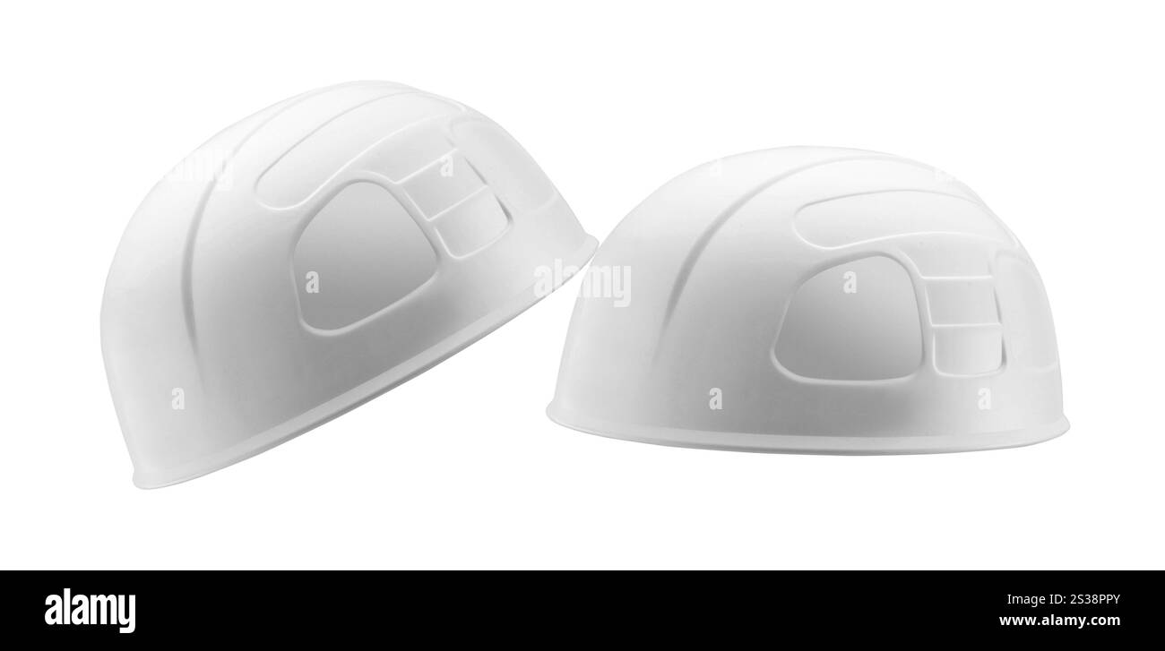 Plastic safety helmets isolated on white background. Plastic safety ...
