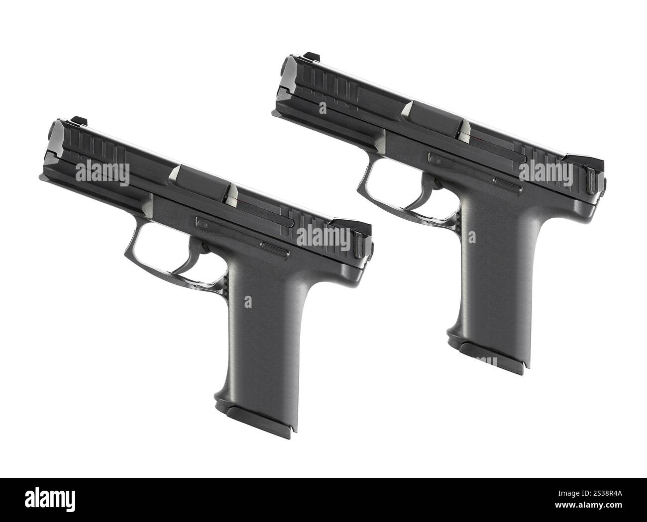 9mm semi-automatic pistols isolated on white background. semi-automatic ...