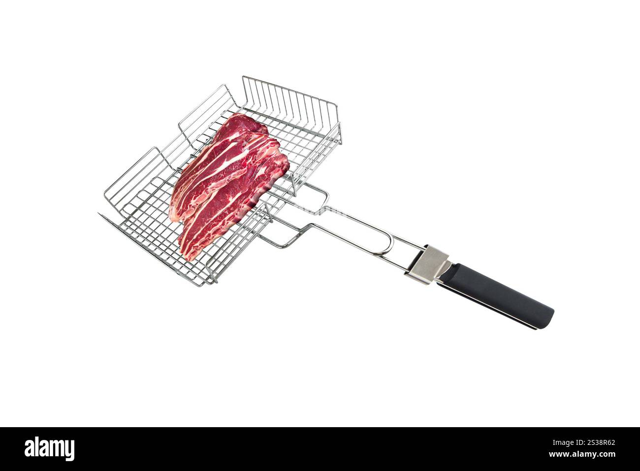 Steak in grill pan Cut Out Stock Images & Pictures - Alamy