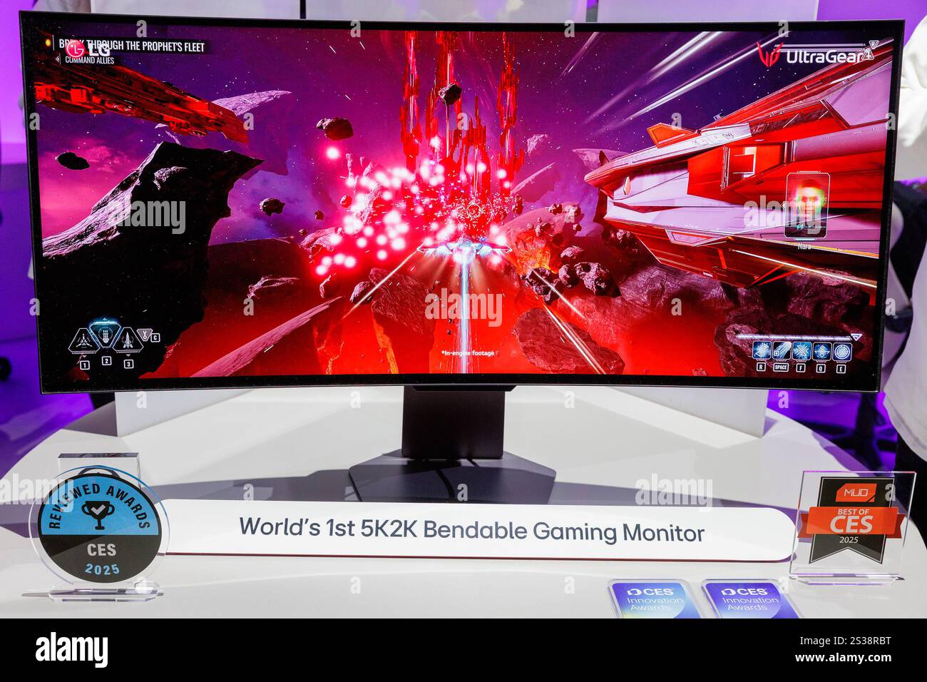 The LG UltraGear Bendable OLED Gaming monitor, by LG, on display at the ...