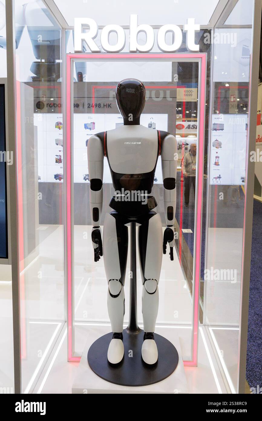 Las Vegas, USA. 08th Jan, 2025. A life-sized humanoid robot, by Robosense, on display at the Las ...