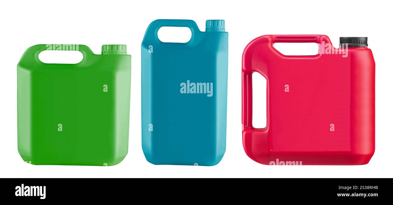 plastic jerry cans isolated on white background. plastic jerry cans ...