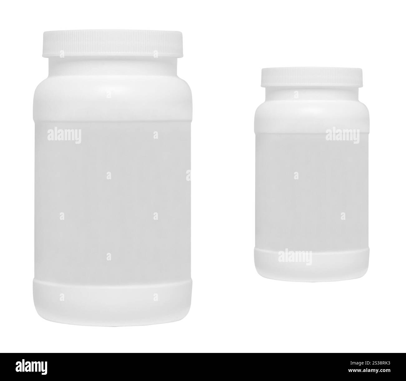 White medical containers on white background. White medical containers ...